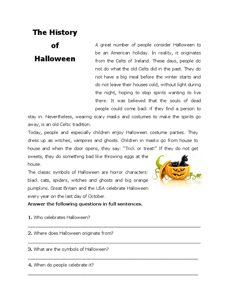 History of Halloween Worksheet | PDF