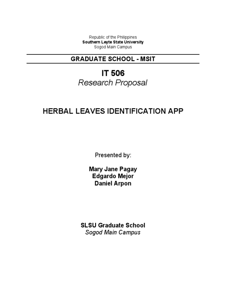 Research Proposal: Herbal Leaves Identification App | PDF | Machine ...