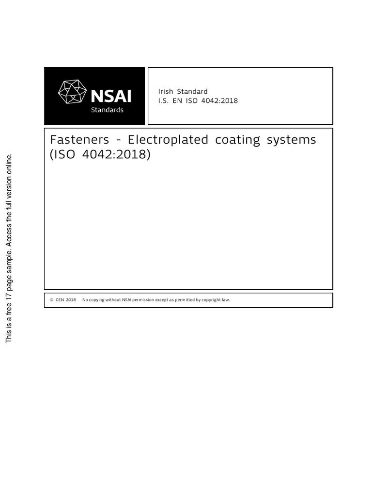Fasteners - Electroplated Coating Systems (ISO 4042:2018) | PDF | Screw ...