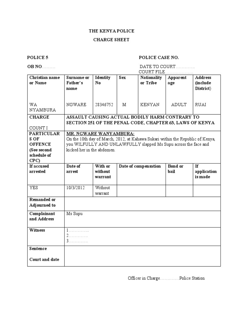 Charge Sheet Two | PDF | Assault | Arrest Warrant