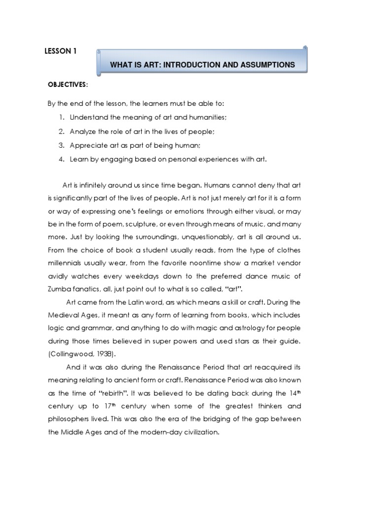 ArtApp Lesson 1 Modified Module With Activities | PDF | Experience | Mental Processes