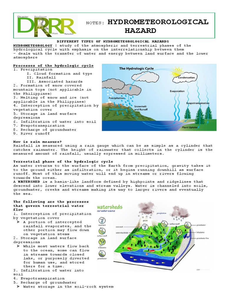 DRRR Handout HYDROMETEOROLOGICAL HAZARDS | Download Free PDF | Tropical Cyclones | Drainage Basin