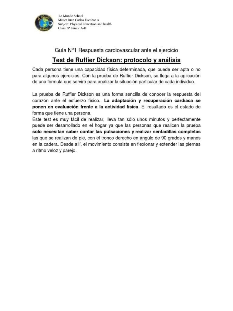 Test de Ruffier Dickson - Protocolo y Analisis | PDF | Legumbres