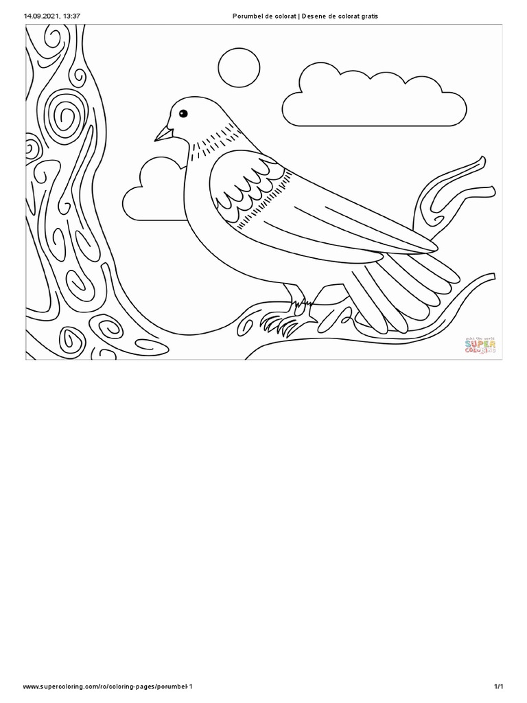 Porumbel de Colorat - Desene de Colorat Gratis | PDF