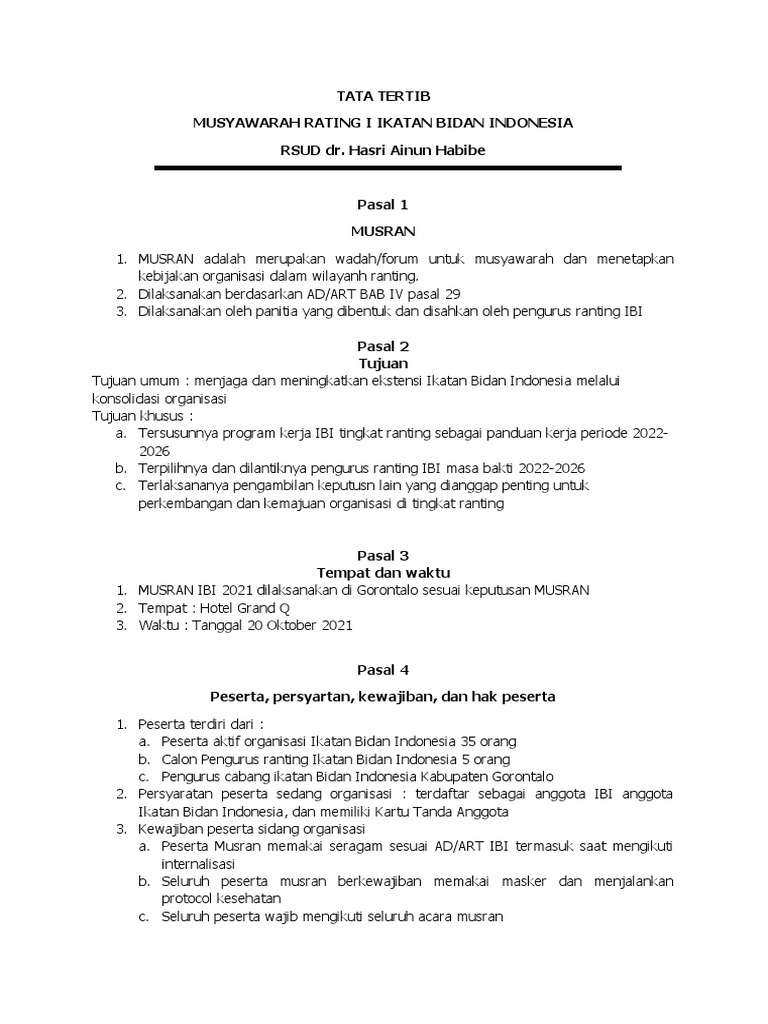 Tata Tertib Musran IBI 2021 | PDF