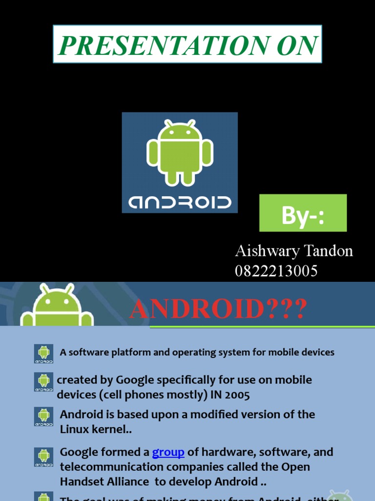 Presentation On: Aishwary Tandon 0822213005 | PDF | Android (Operating ...