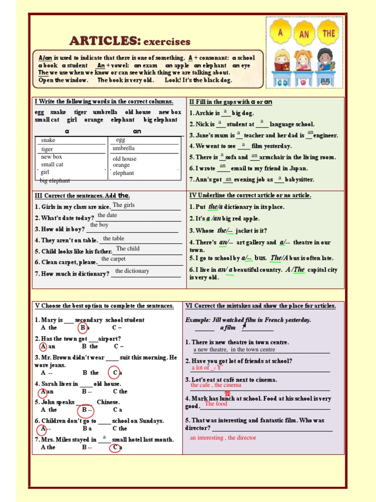 Articles A/An/The Exercises for Beginners | PDF | Language Families ...