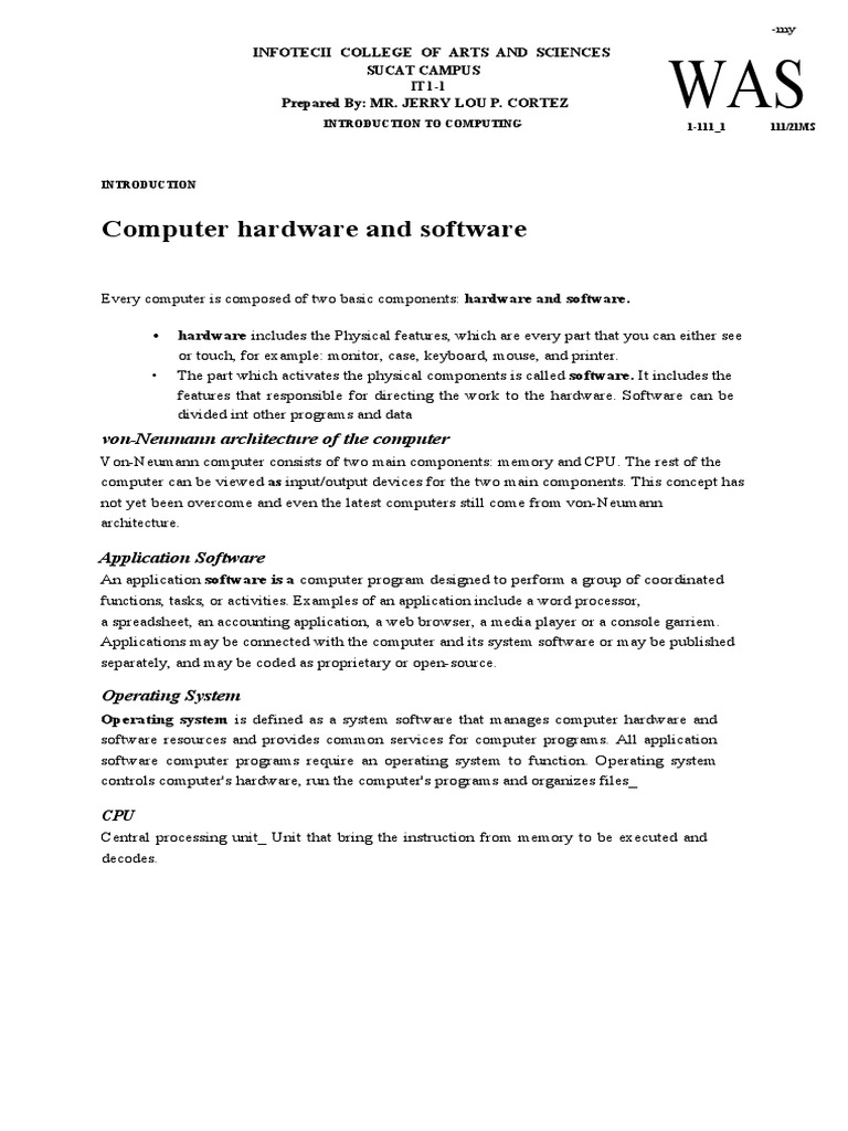 It1-Introduction To Computing 1-3 Prelims | PDF | Computer Network | Security