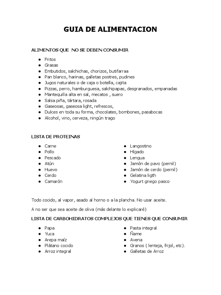 GUIA DE ALIMENTACION Déficit Calórico | PDF | Alimentos | Dieta y nutrición