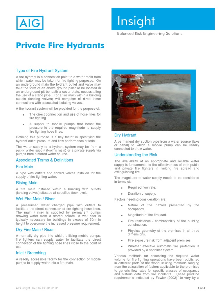 0172 Private Fire Hydrants Brochure | PDF | Pump | Firefighting