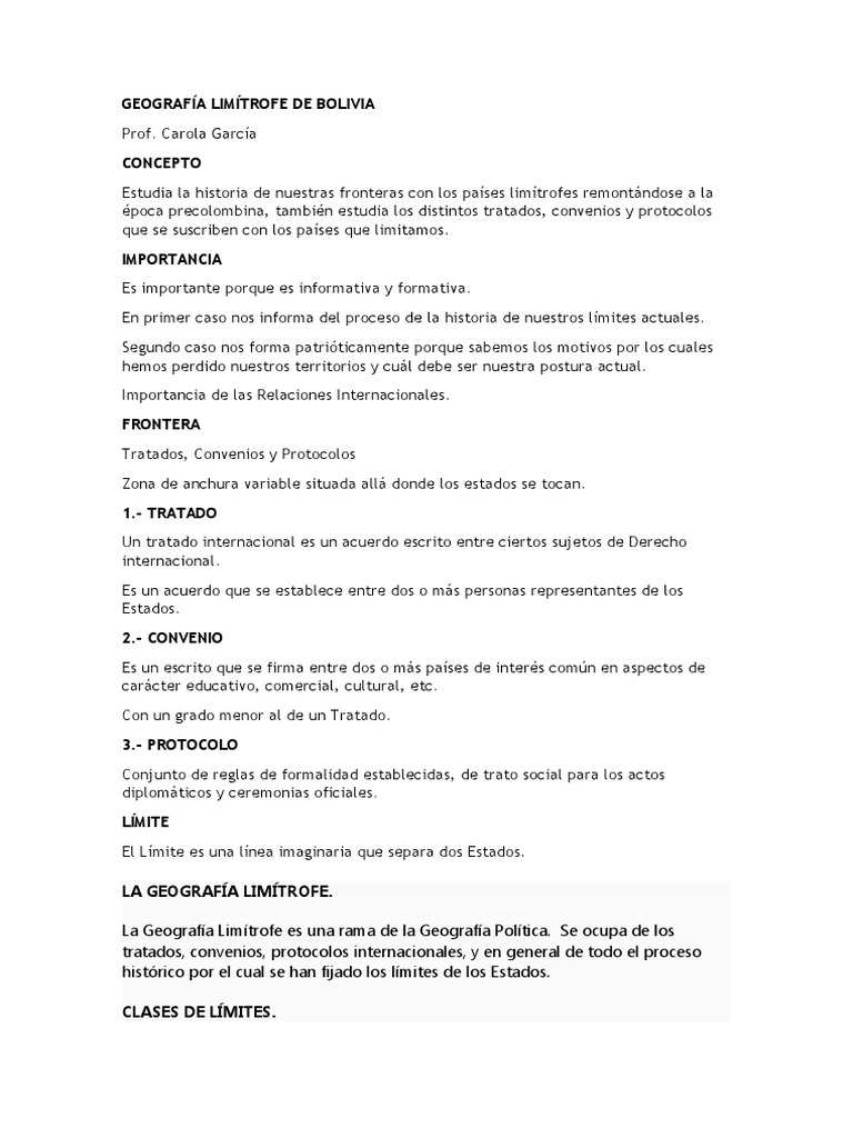 Geografía Limítrofe de Bolivia | PDF | Geografía | Bolivia
