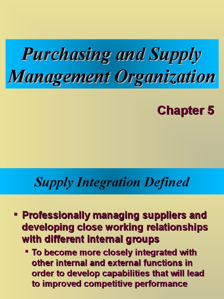 Purchasing and Supply Management Organization | PDF | Supply Chain ...