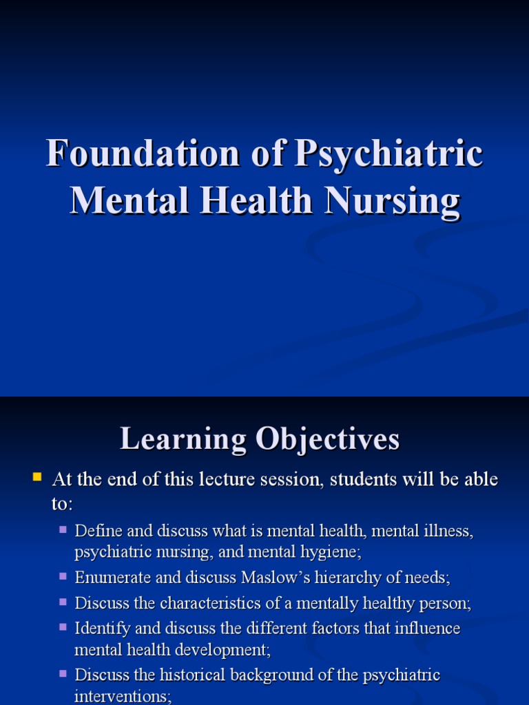 Foundation of Psychiatric Mental Health - Copy 1 | PDF | Mental ...