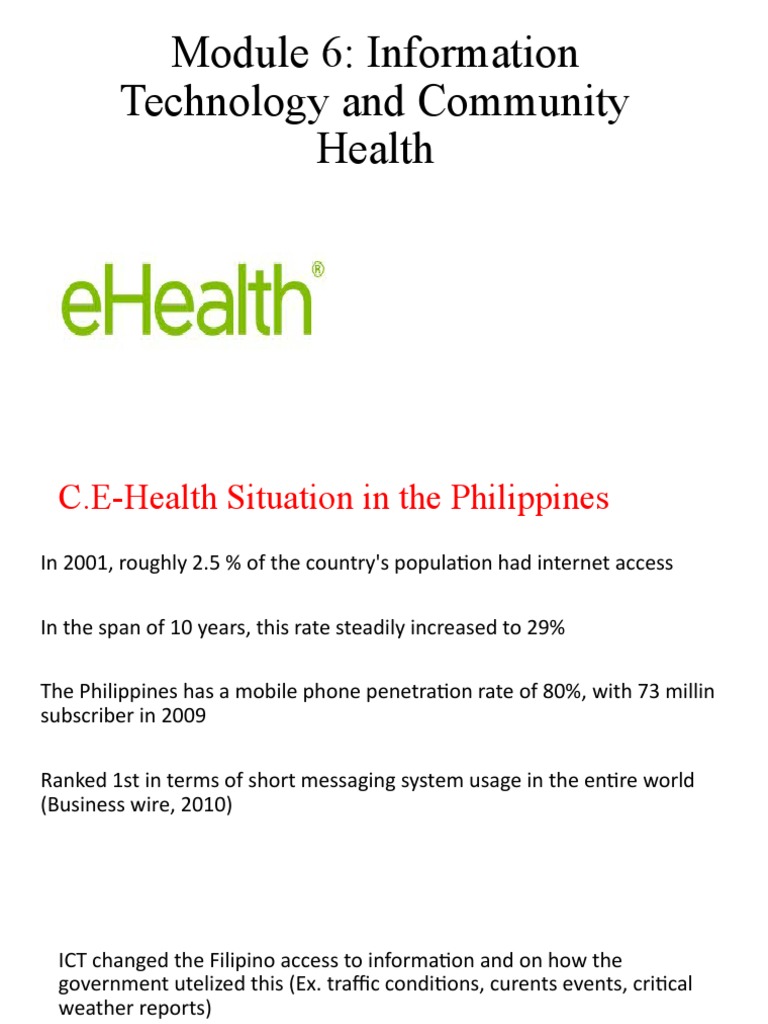 M6 C. E-Health Situation in The Philippines | PDF | Health Care ...
