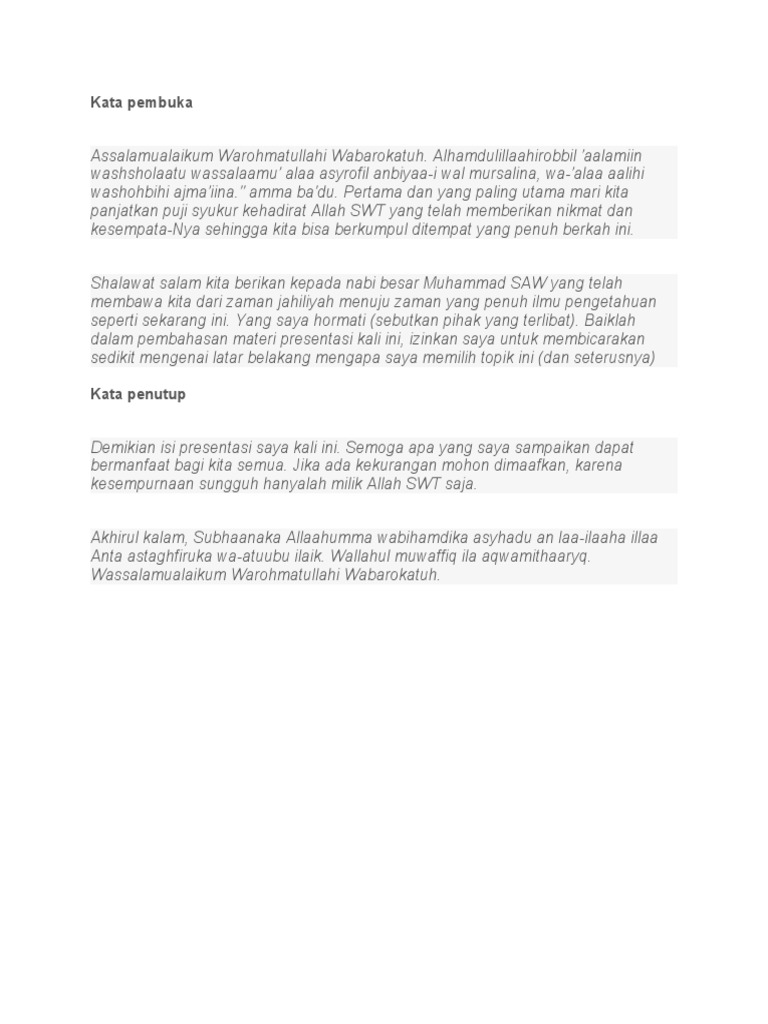 Kata Pembuka | PDF