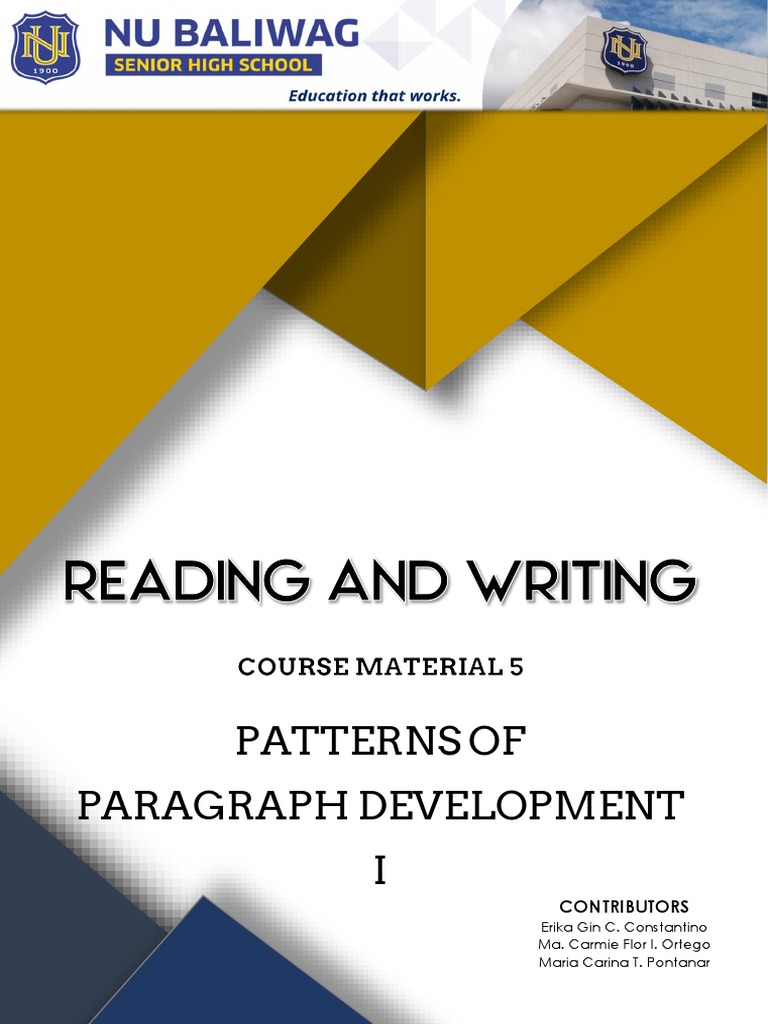 RW - CM 5 - Patterns of Paragraph Development I | PDF | Love | Definition