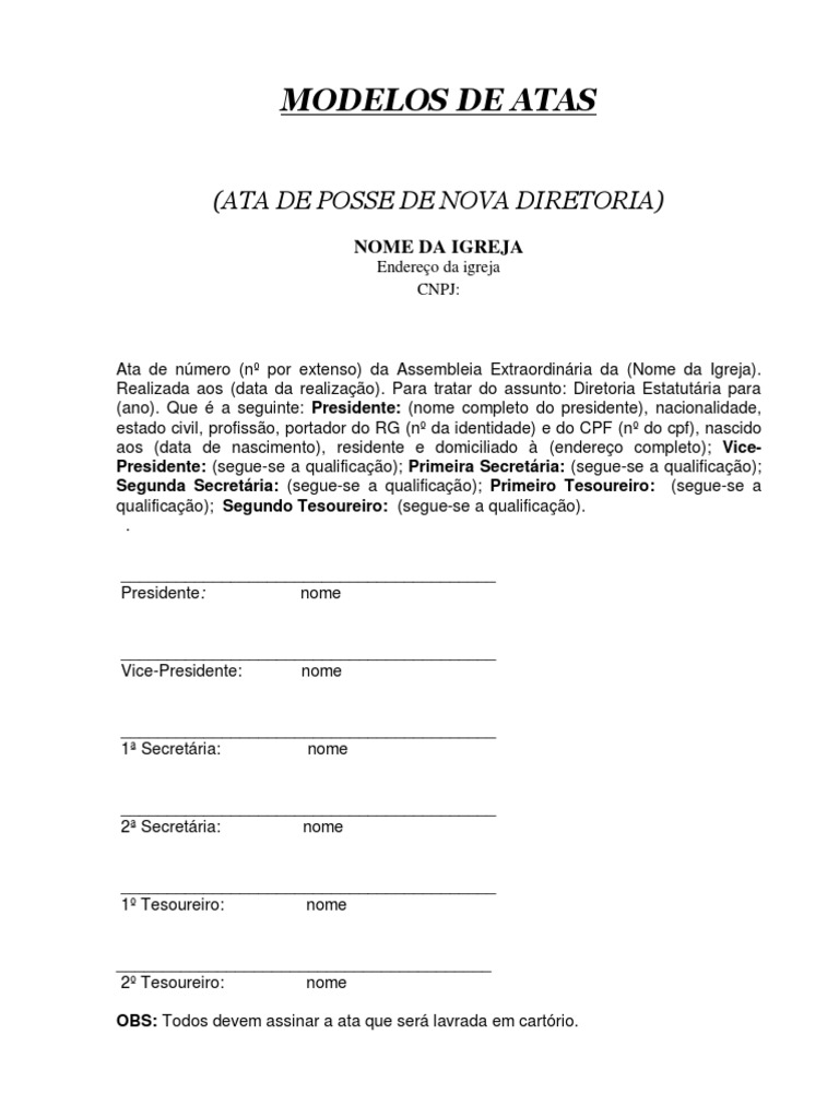 Modelos de Atas 1 | PDF