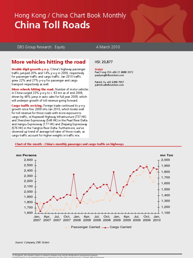 China Toll Roads: Hong Kong / China Chart Book Monthly | PDF | Hong ...