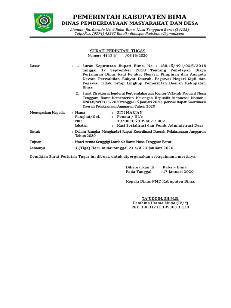 Surat Perintah Tugas | PDF