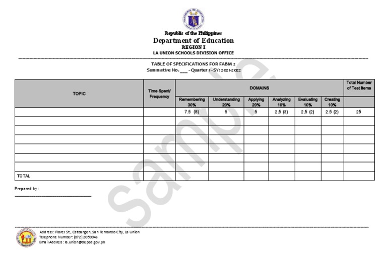 Tos Sample Shs-Fabm2 | PDF
