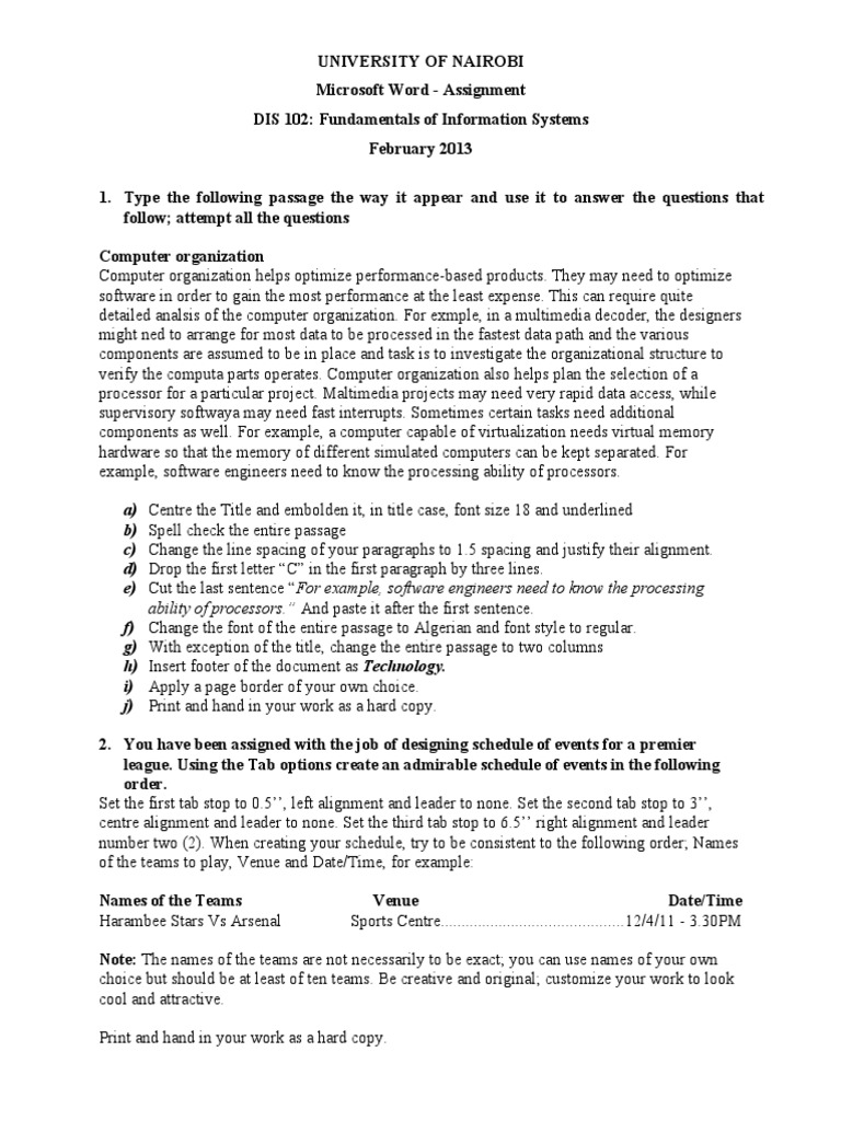 Microsoft Word Assignment February 4 | PDF | Software | Central ...