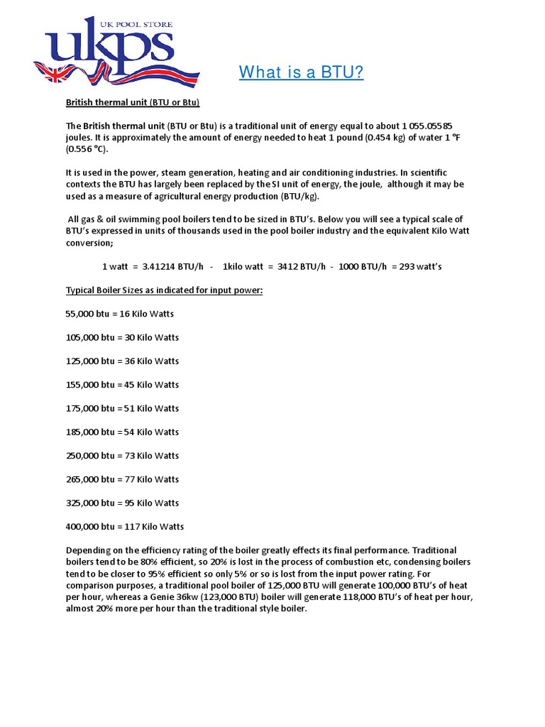 What Is A BTU?: British Thermal Unit (BTU or Btu) | PDF