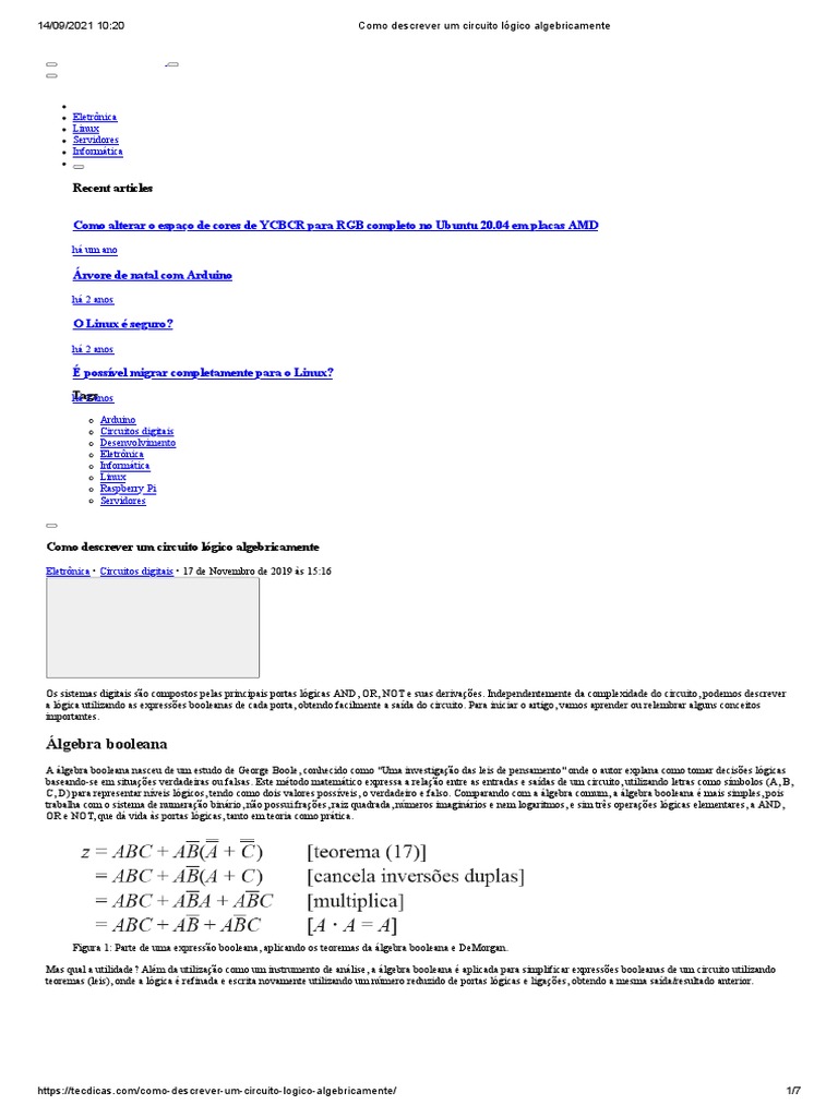 Como Descrever Um Circuito Lógico Algebricamente | PDF | Circuitos eletrônicos | Eletrônicos ...