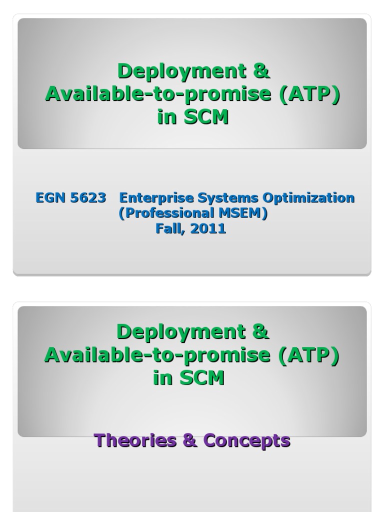 Deployment & Available-To-Promise (ATP) in SCM | PDF | Supply Chain ...