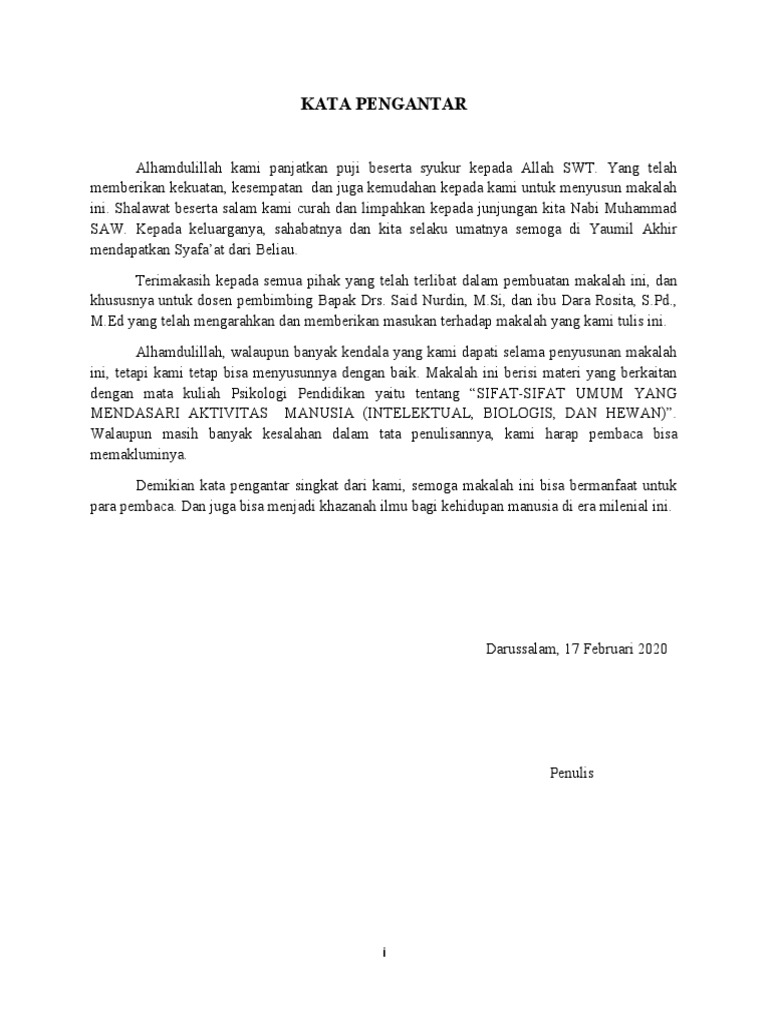 Kata Pengantar Makalah Psikologi Pendidikan | PDF | Kajian Bahasa Asing