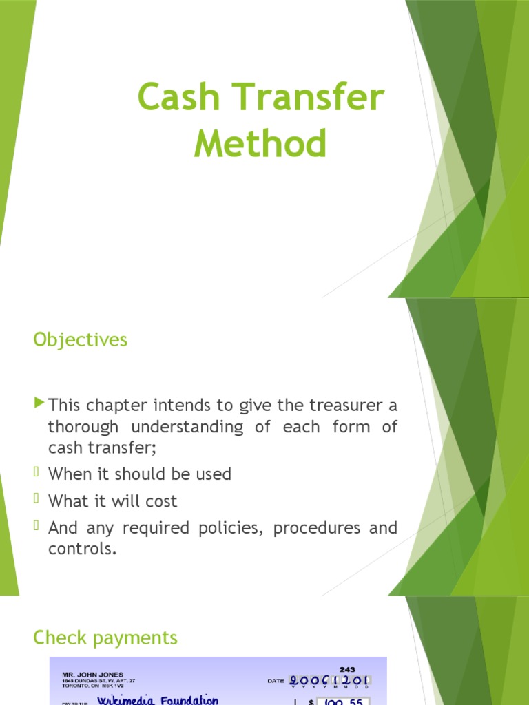 Guide to Cash Transfer Methods, Costs, and Controls | PDF | Cheque ...