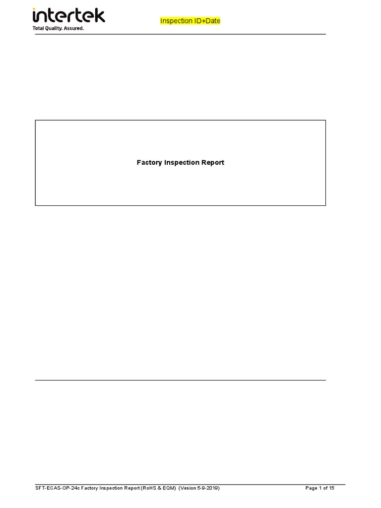 SFT-ECAS - OP - 24c Factory Inspection Report (RoHS) Final Draft 21st Jan, 18 | PDF ...