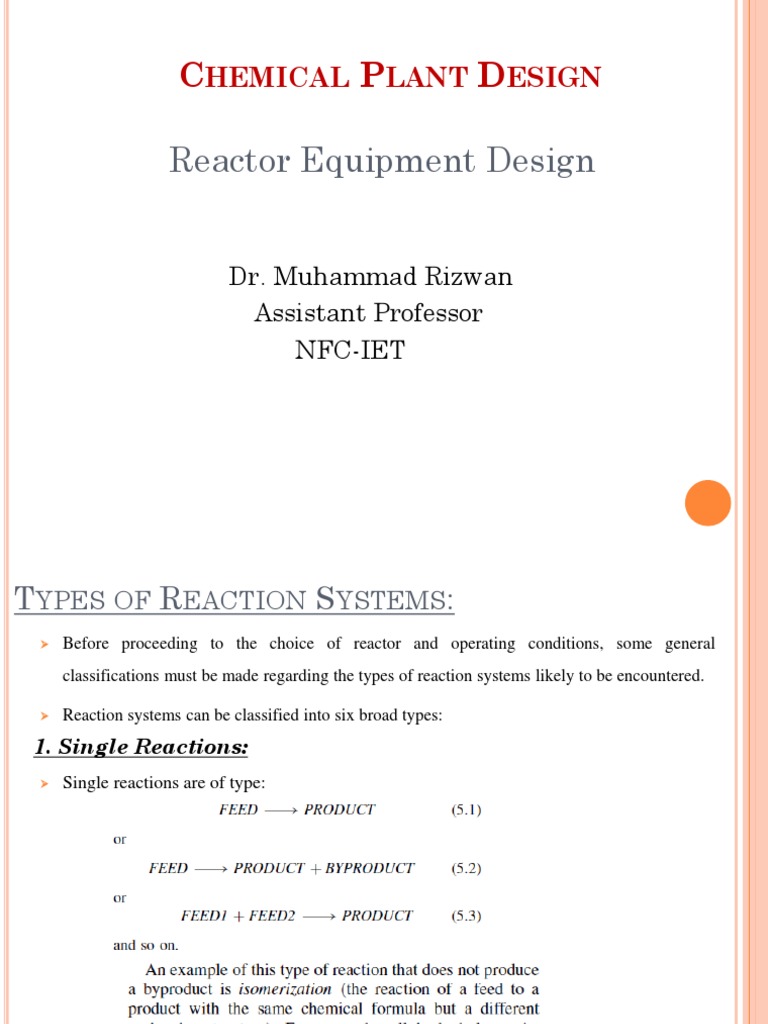 Chemical Plant Reactor Design Overview | PDF | Chemical Reactor ...