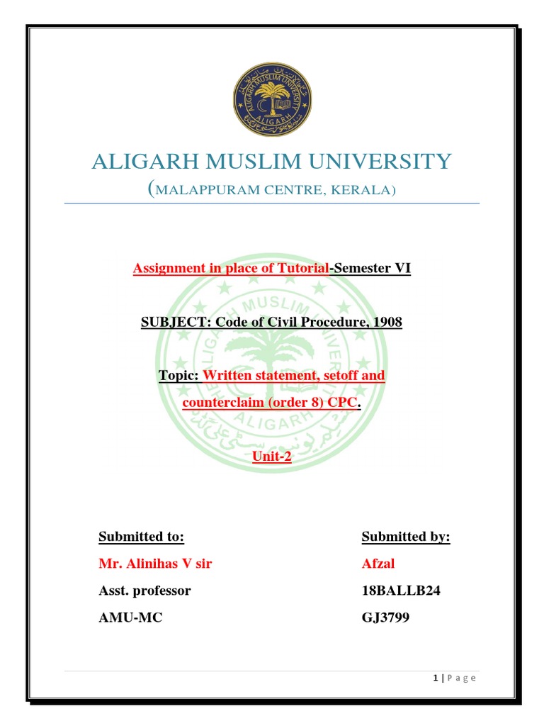 Assignment CPC | PDF | Lawsuit | Pleading