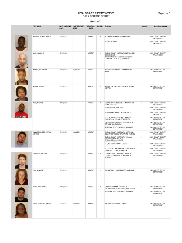 Booking Report 10-19-2021 | PDF | Arrest | Theft