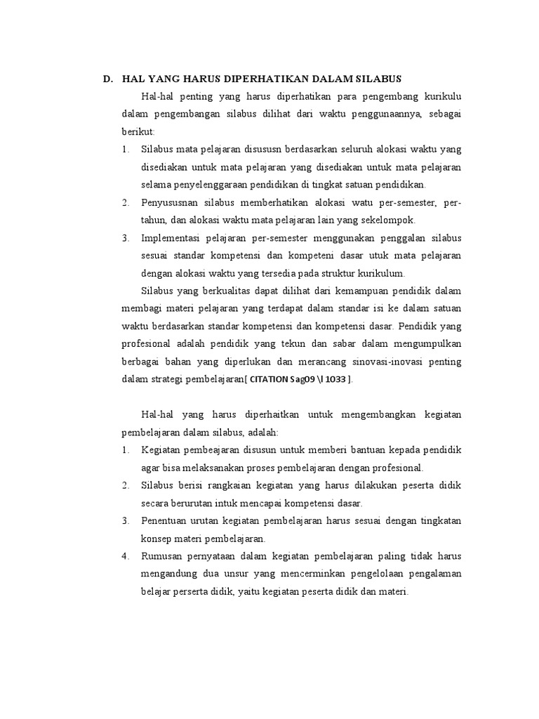 Hal Yang Harus Diperhatikan Dalam Silabus | PDF