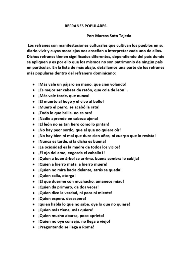 Refranes Populares | PDF