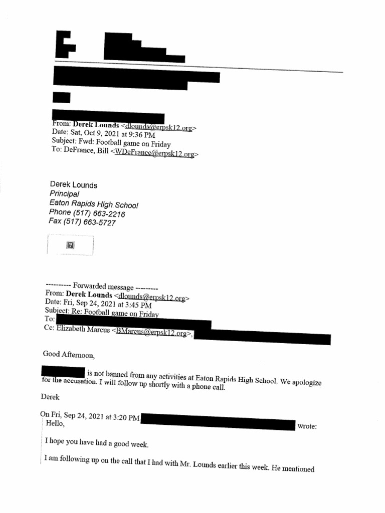 Emails Sent and Received by Derek Lounds and Elizabeth Marcus | PDF