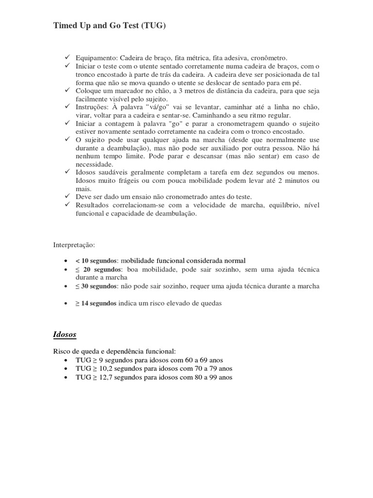 Timed Up and Go Test | PDF