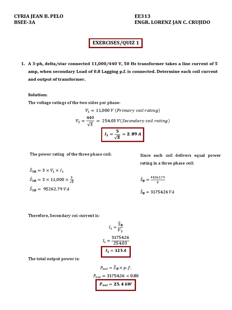 Analysis of Transformer Circuit Problems: Calculating Current, Power Output, Transformation ...