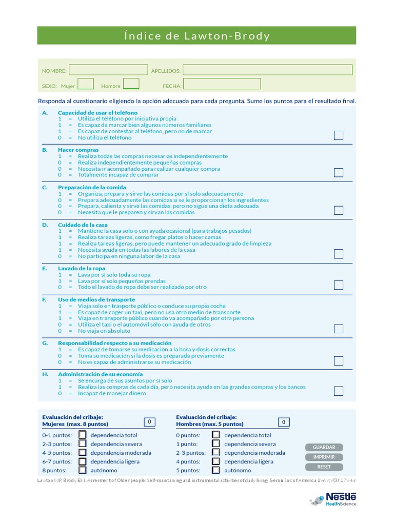 Índice de Lawton-Brody | PDF