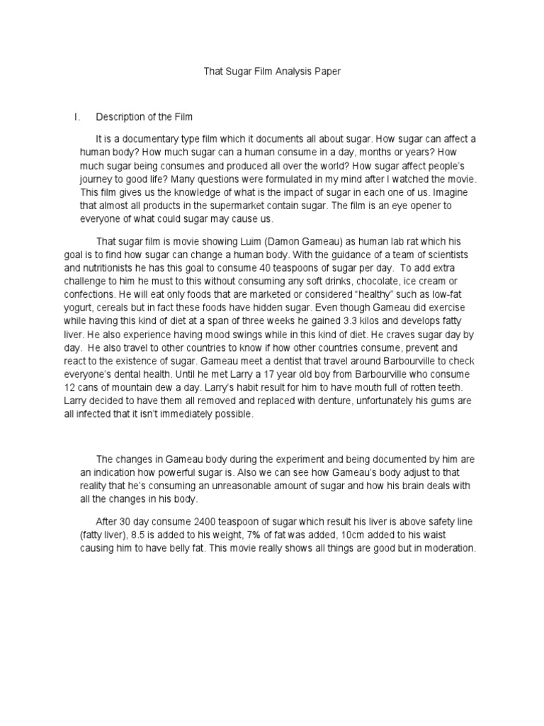 That Sugar Film Analysis Paper | PDF | Foods | Diet & Nutrition