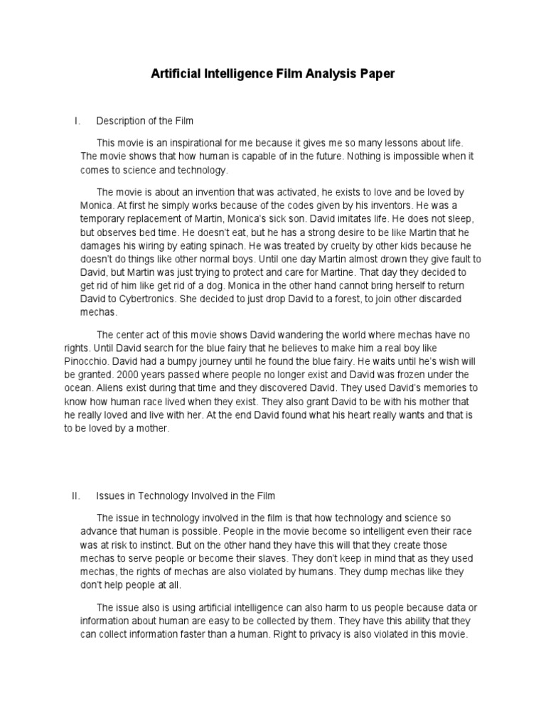 Artificial Intelligence Film Analysis Paper | PDF | Artificial ...