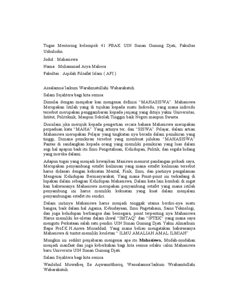 Tugas Mentoring PBAK | PDF | Ilmu Sosial