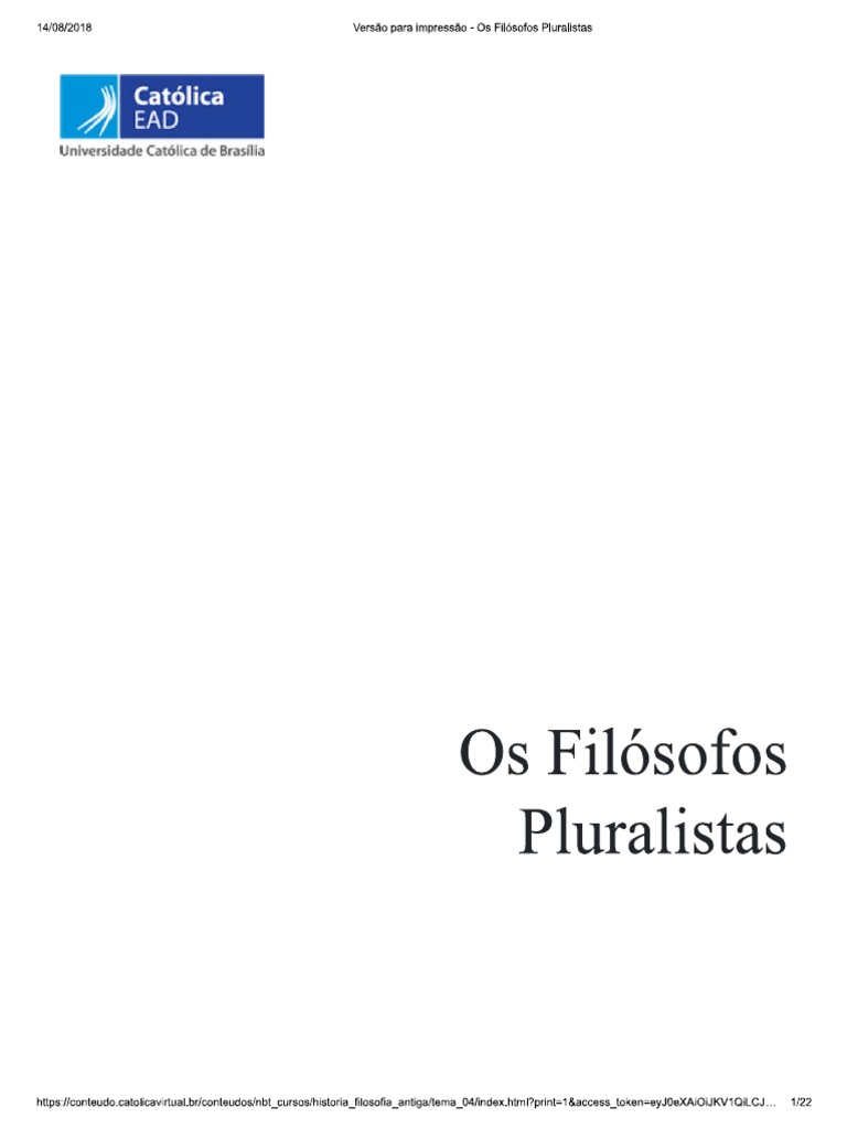 Aula4 - Os Filósofos Pluralistas | PDF
