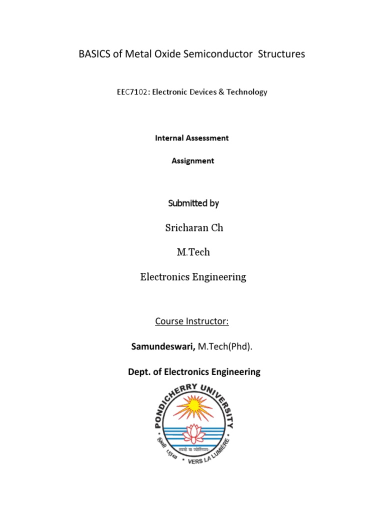BASICS of Metal Oxide Semiconductor Structures: EEC7102: Electronic ...