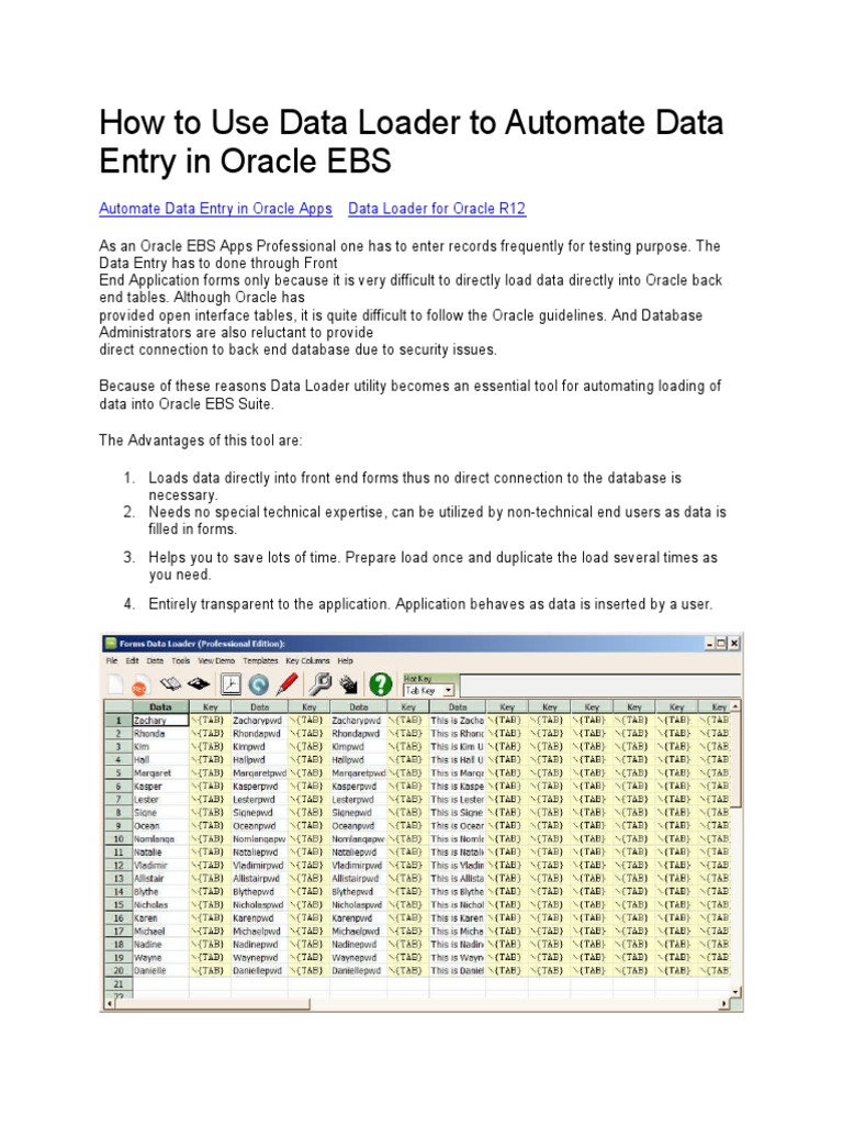 How To Use Data Loader To Automate Data Entry in Oracle EBS | PDF | Microsoft Excel | Computer ...