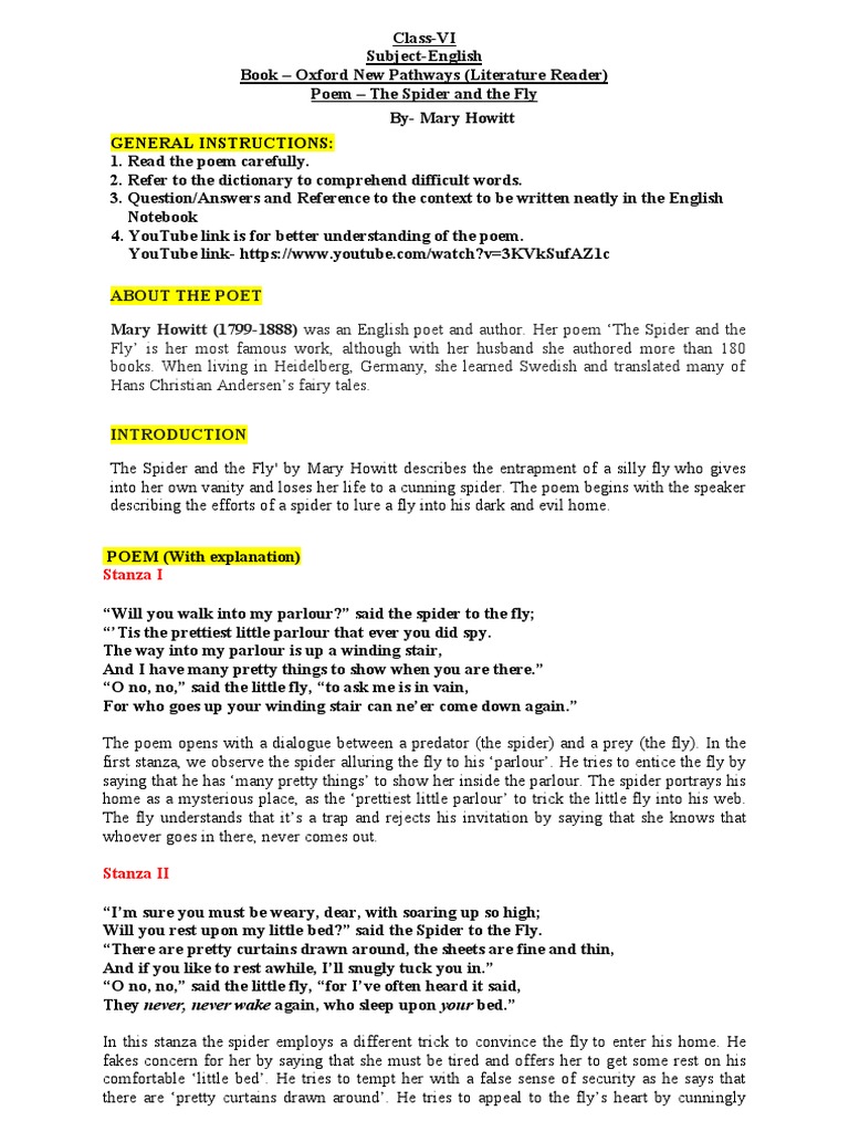 The Spider and The Fly | PDF | Poetry