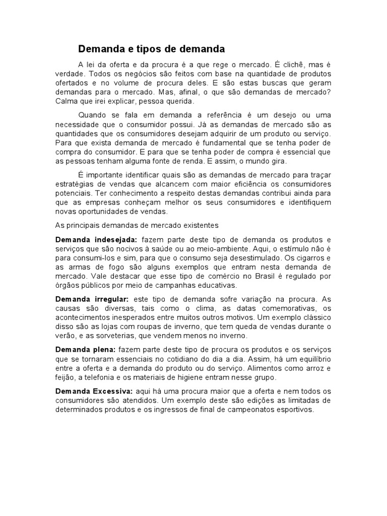 Demanda e Tipos de Demanda | PDF | Negócios