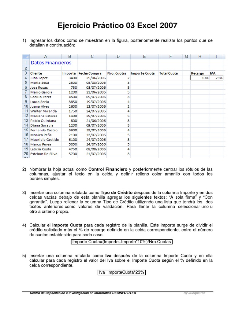 Ej Practico 3 Excel | PDF | Microsoft Excel | Informática