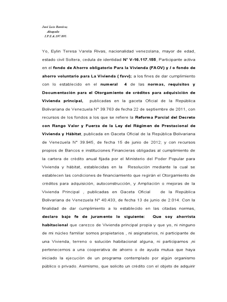 Constancia de No Poseer Vivienda Eylin | PDF | Venezuela | Cooperativa